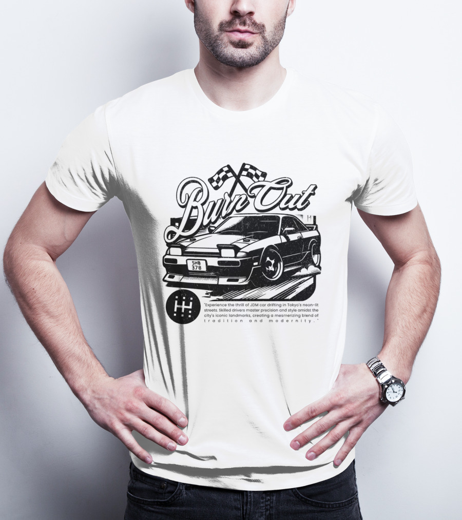 Burn Out JDM Car Drifting Tokyo Streets Tradition And Modernity T-Shirt