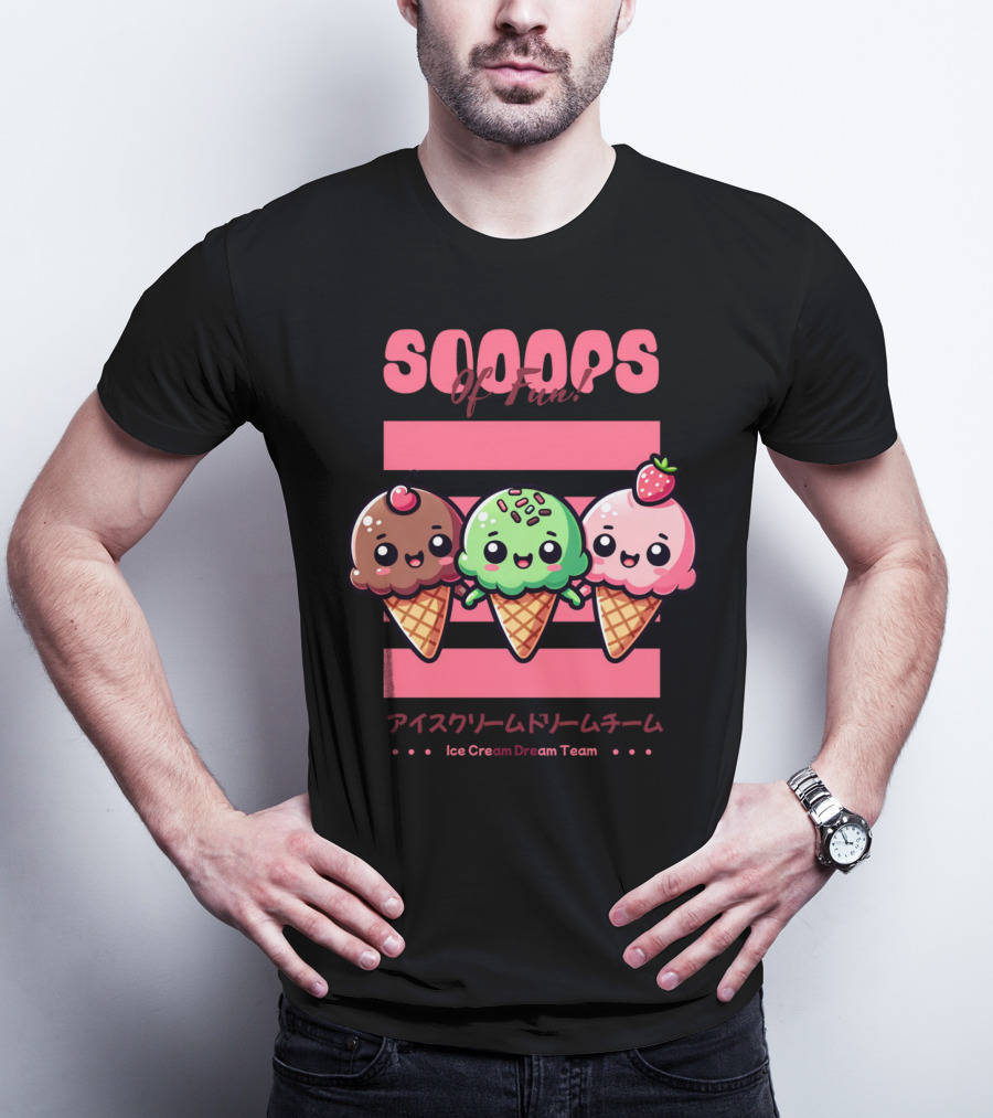 Scoops Of Fun Ice Cream Dream Team Kawaii Cones T-Shirt