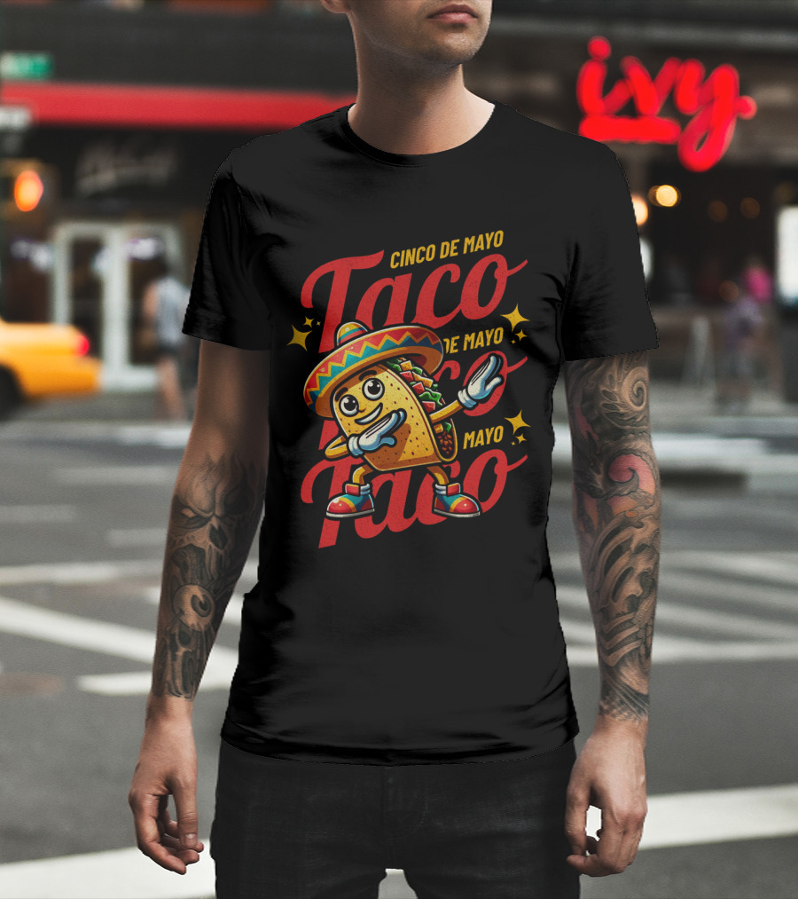 Cinco De Mayo Taco Fest With Sombrero And Stars T-Shirt