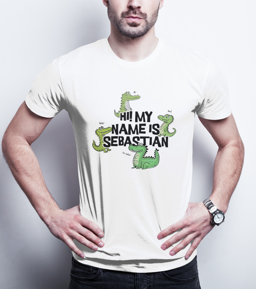 Hi My Name Is Sebastian Crocodile Greetings T-Shirt