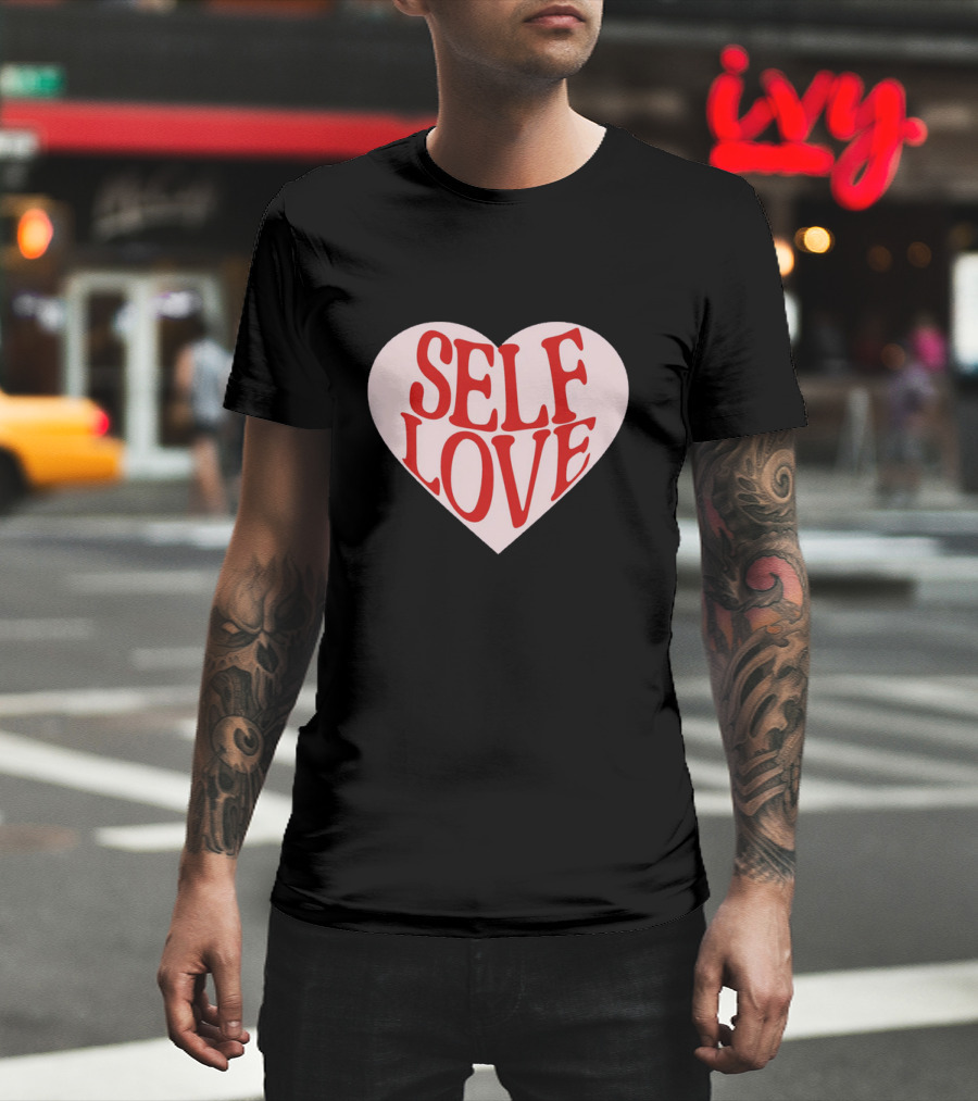 SELF LOVE Heart Retro Bold Typography T-Shirt