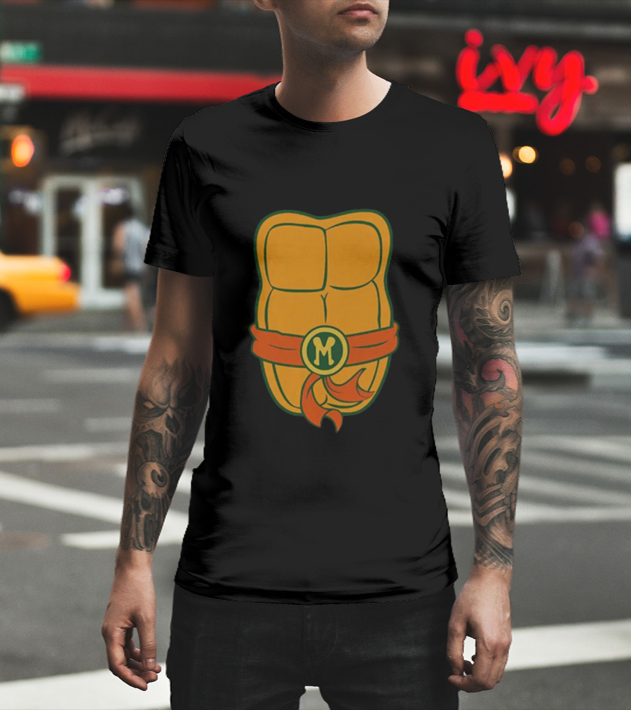 Michaelangelo Chest Teenage Mutant Ninja Turtle Belt Emblem T-Shirt