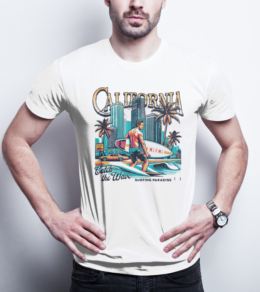California Catch The Waves Surfing Paradise Miami T-Shirt