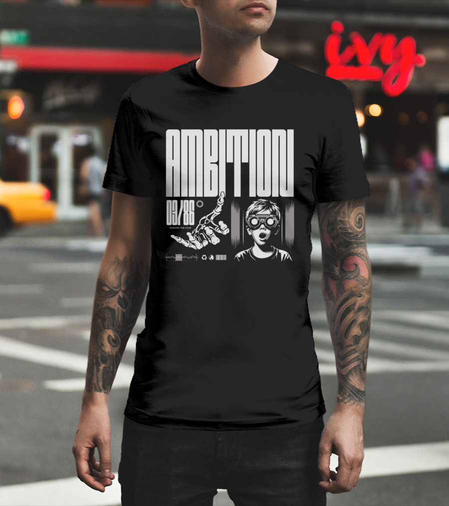 AMBITION 03/86 Embrace The Dawn Child With Goggles And Robotic Hand T-Shirt