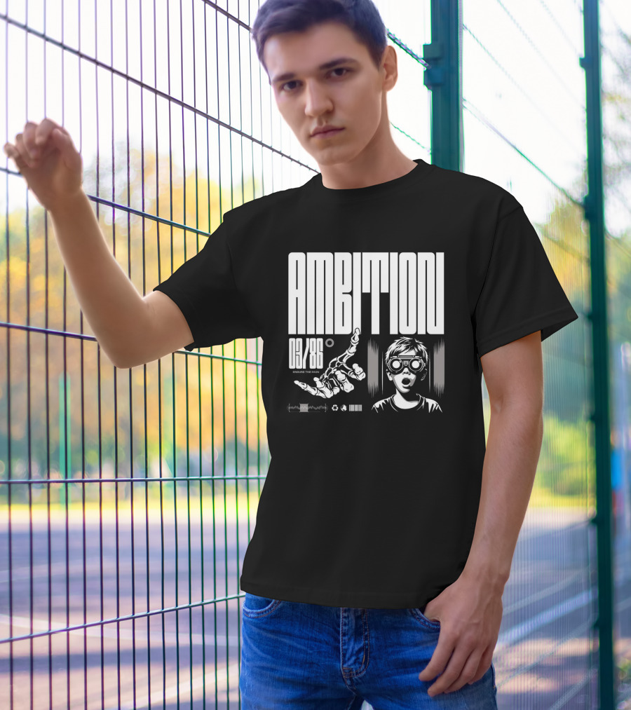 AMBITION 03/86 Embrace The Dawn Child With Goggles And Robotic Hand T-Shirt