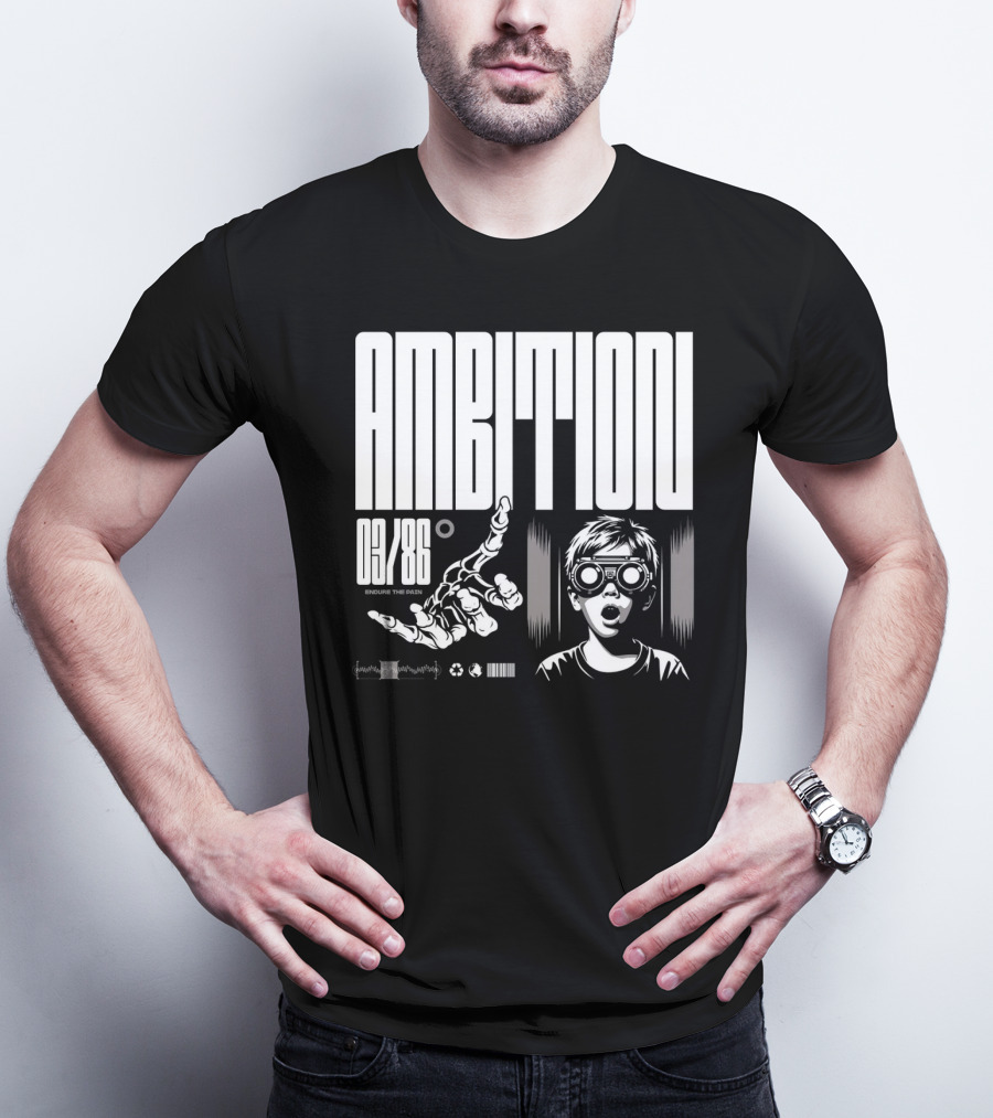 AMBITION 03/86 Embrace The Dawn Child With Goggles And Robotic Hand T-Shirt