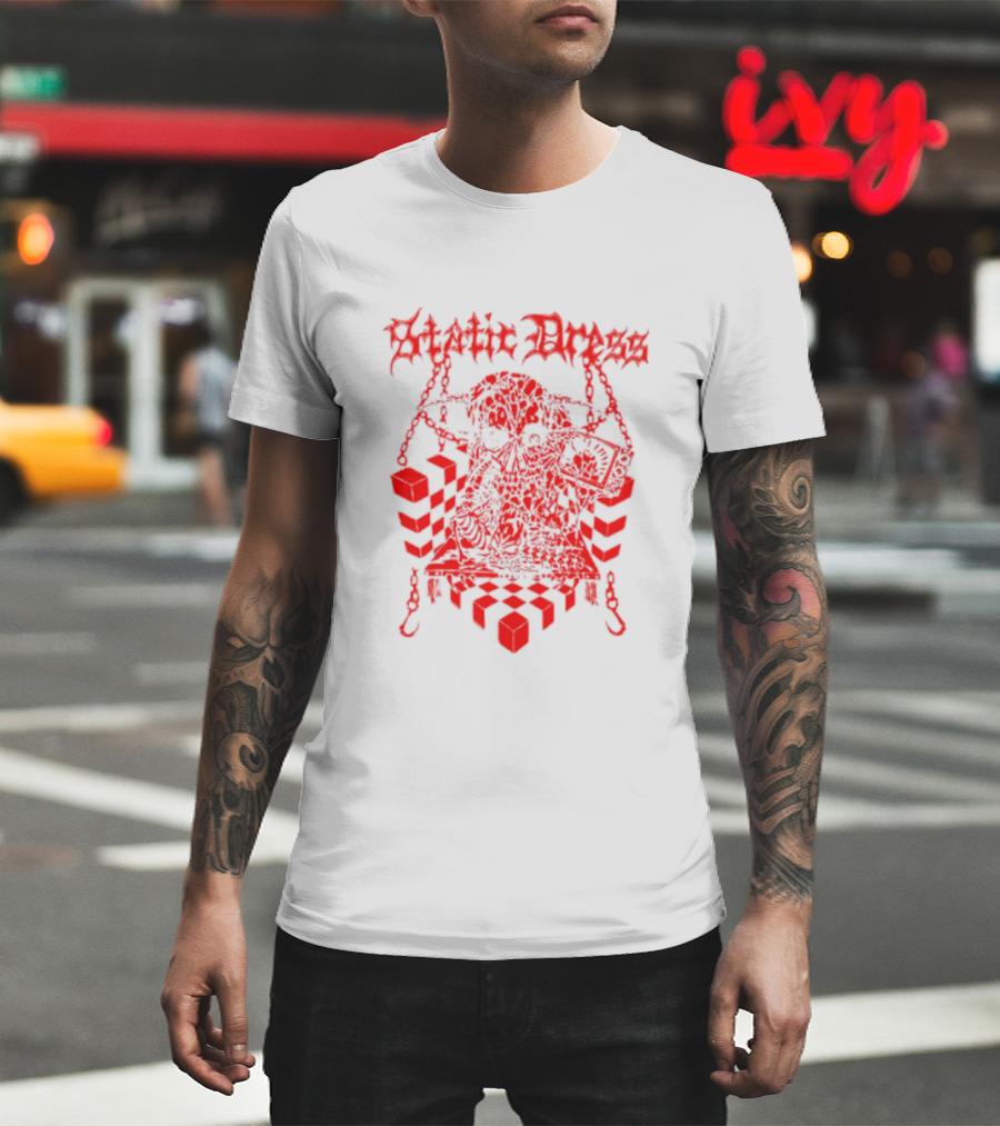 Static Dress Geometric Illusion Chains And Skulls Kerrang T-Shirt
