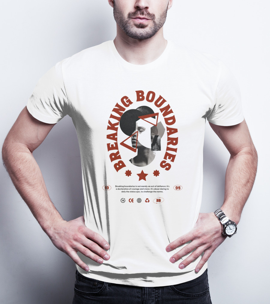 Breaking Boundaries 1995 Triangles Stars Collage T-Shirt