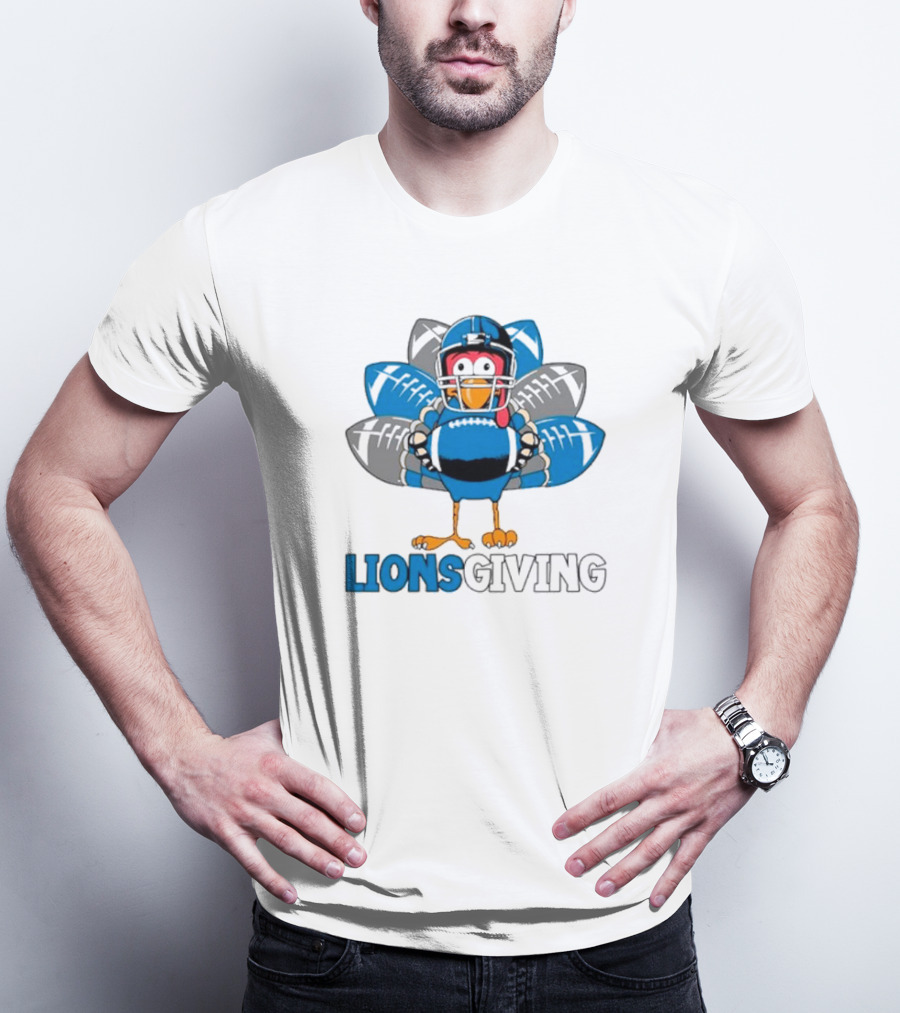 Lionsgiving Detroit Lions Thanksgiving Turkey Football T-Shirt