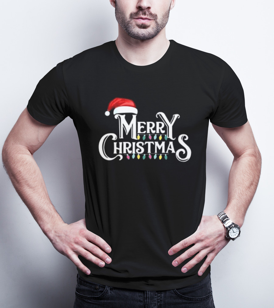Merry Christmas Santa Hat Lights T-Shirt