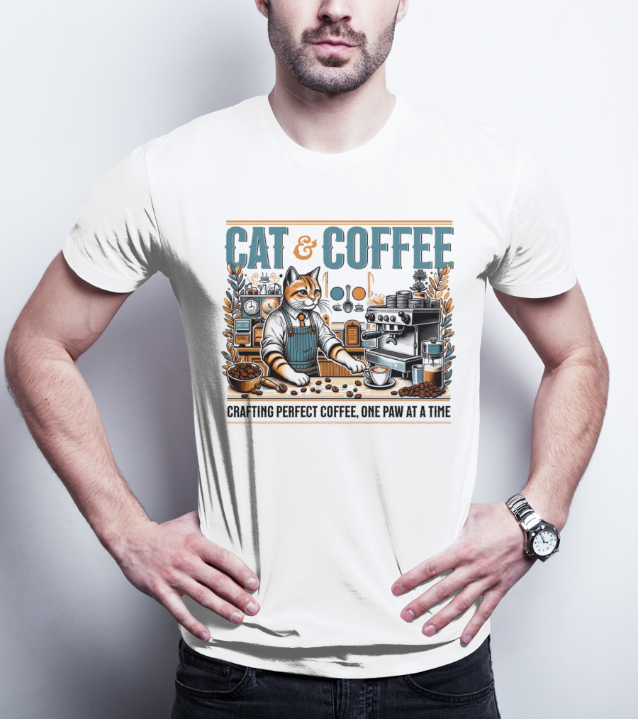 CAT And COFFEE Crafting Perfect Coffee One Paw At A Time T-Shirt