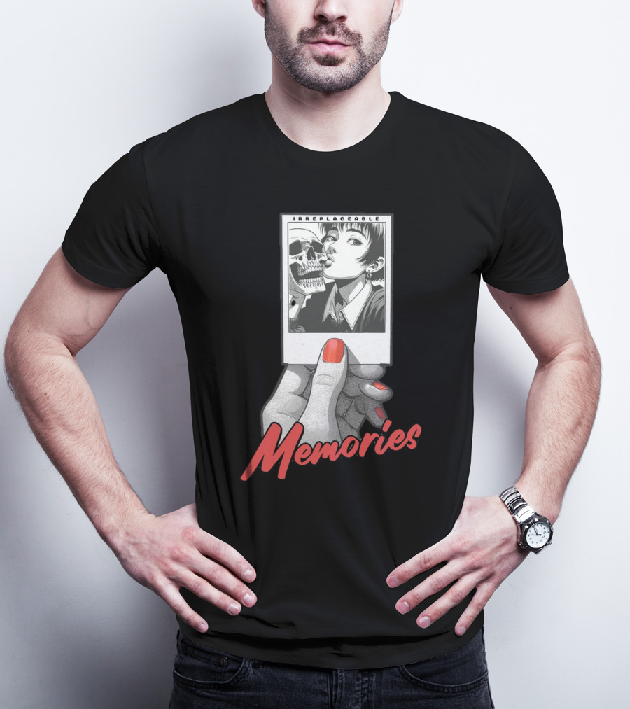 Irreplaceable Memories Polaroid With Skull Kiss T-Shirt