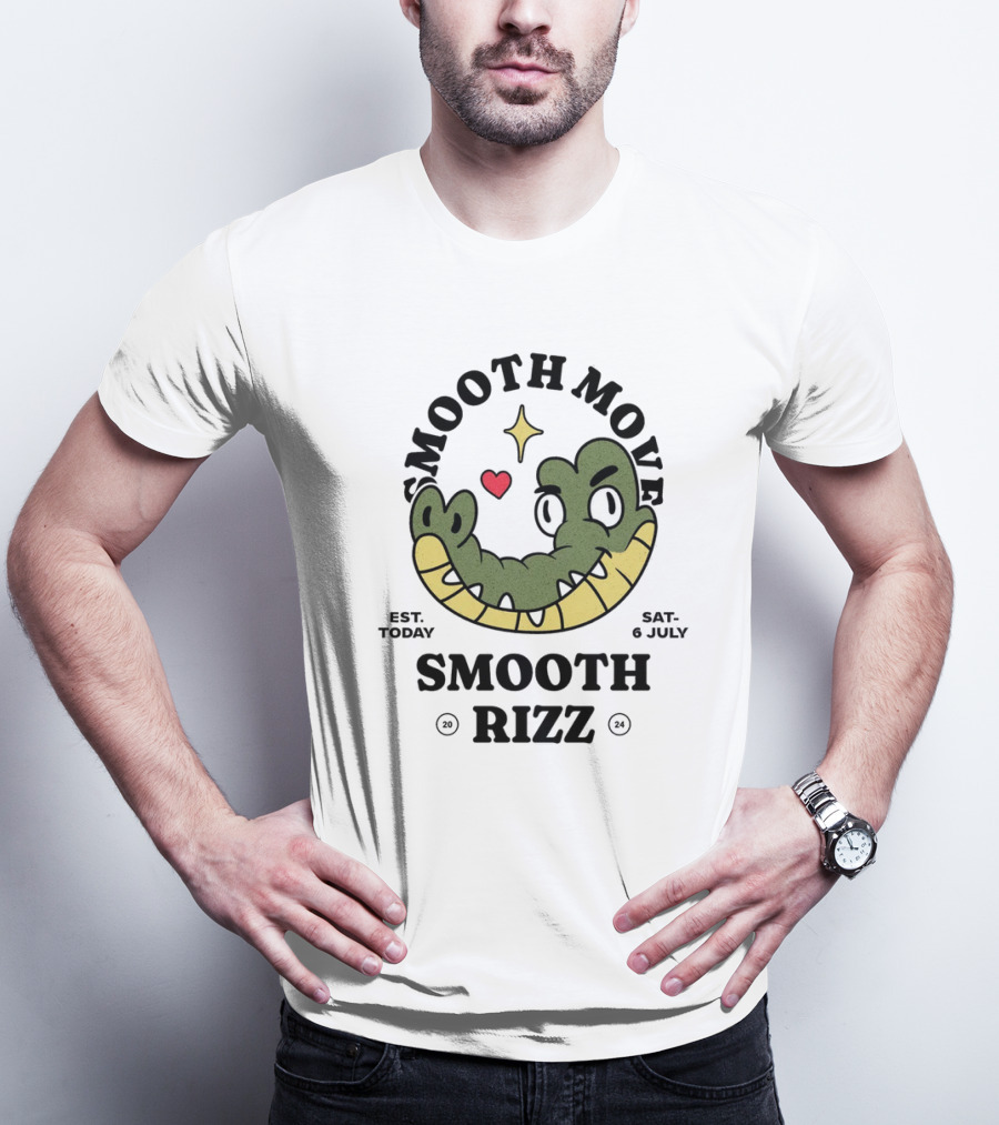 Smooth Move Smooth Rizz Crocodile Heart Est. Today Sat. 6 July T-Shirt