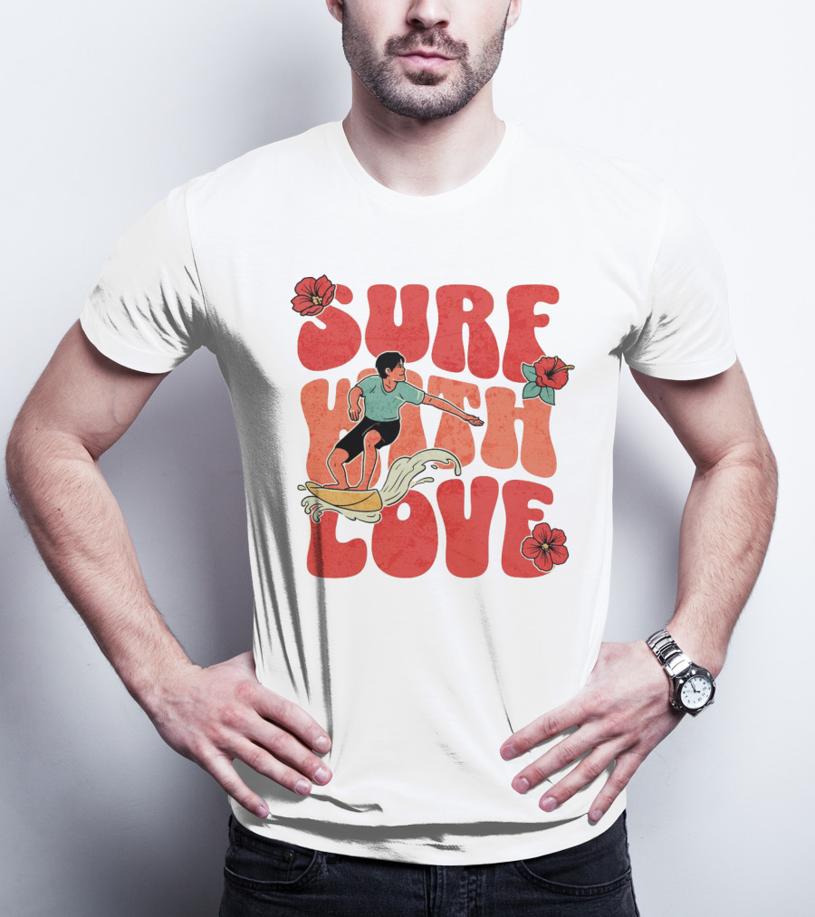 Surf With Love Hibiscus Wave Rider T-Shirt