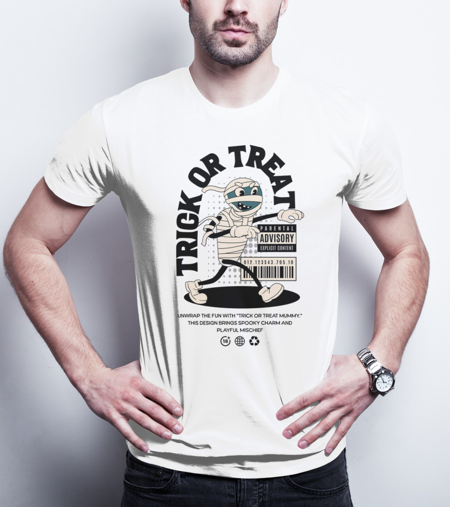 Trick Or Treat Mummy Walking With Parental Advisory Explicit Content Label T-Shirt