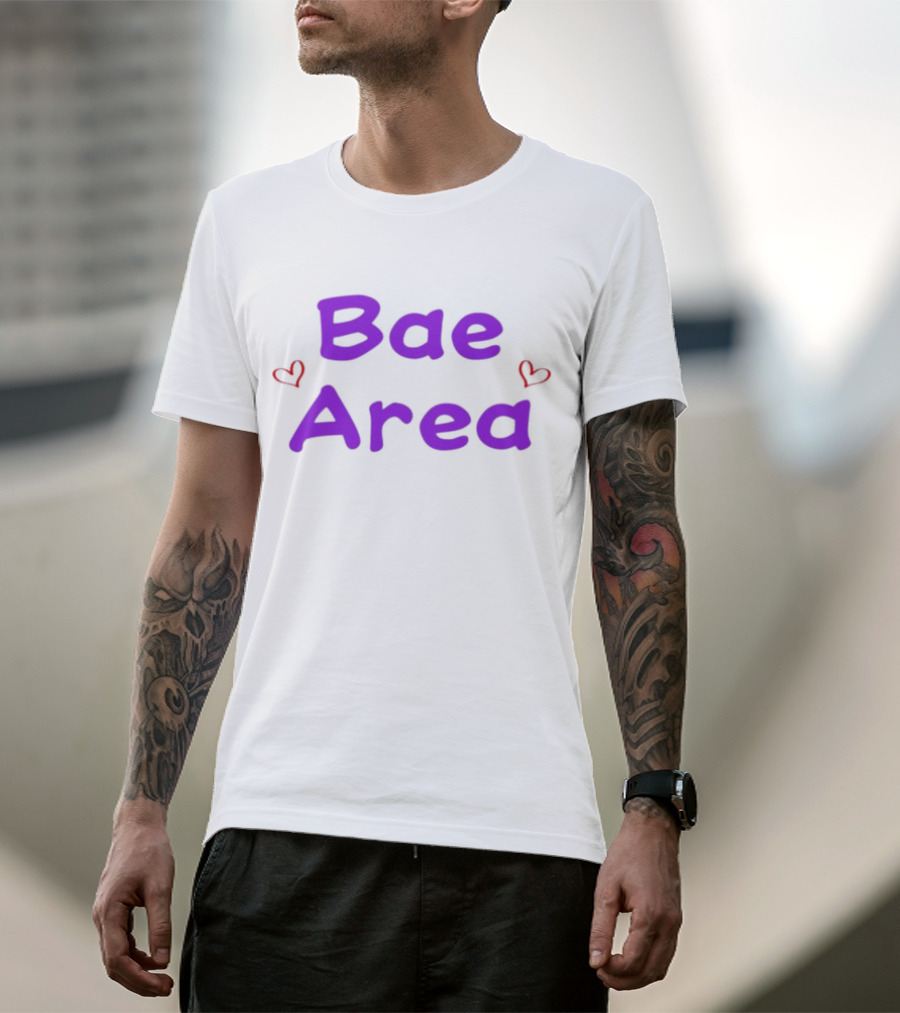 Bae Area Purple Text With Red Hearts T-Shirt