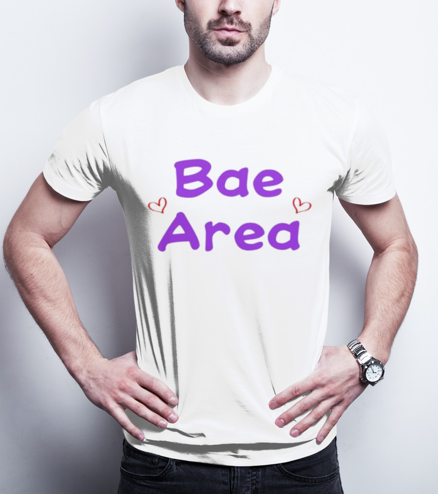 Bae Area Purple Text With Red Hearts T-Shirt