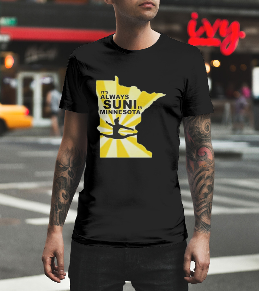 It's Always Suni In Minnesota Gymnastics Silhouette State Outline T-Shirt