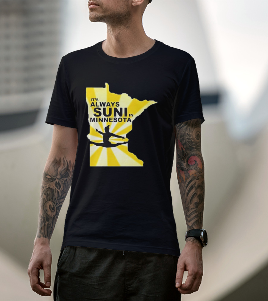 It's Always Suni In Minnesota Gymnastics Silhouette State Outline T-Shirt