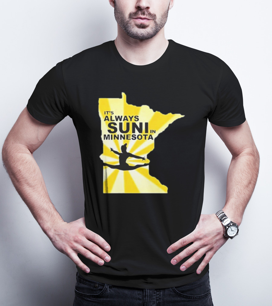 It's Always Suni In Minnesota Gymnastics Silhouette State Outline T-Shirt