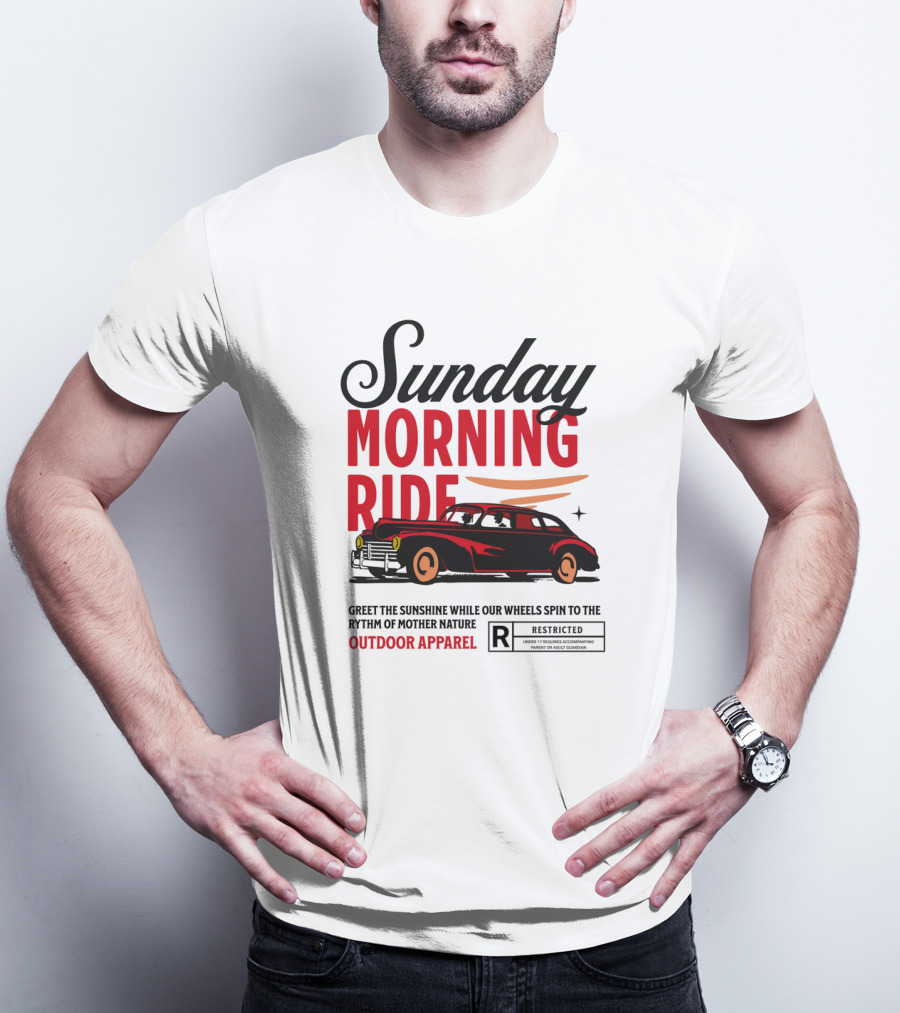 Sunday Morning Ride Greet The Sunshine Outdoor Apparel Classic Car T-Shirt