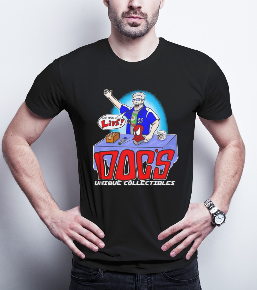 Doc's Unique Collectibles We Are Now Live CS Comic Show Enthusiast T-Shirt