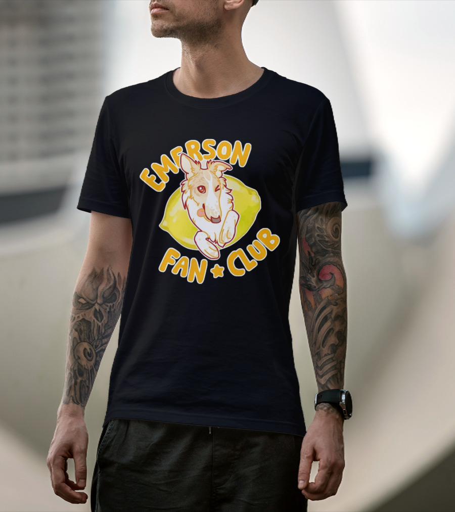 Emerson Fan Club Cute Collie Dog With Lemon T-Shirt