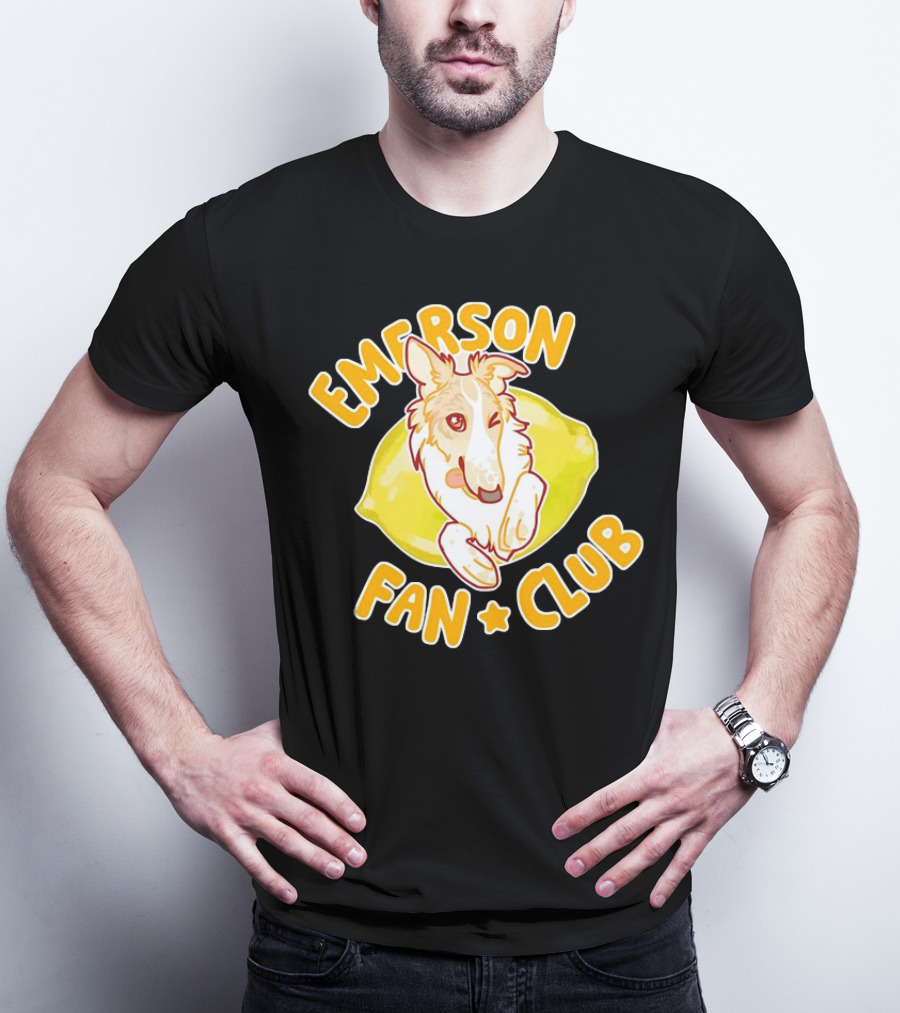 Emerson Fan Club Cute Collie Dog With Lemon T-Shirt