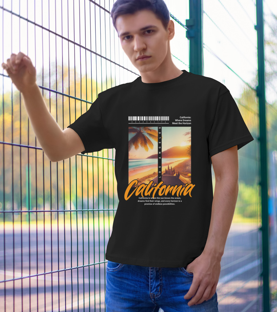 Los Angeles California Where Dreams Meet The Horizon Ocean Sunset T-Shirt