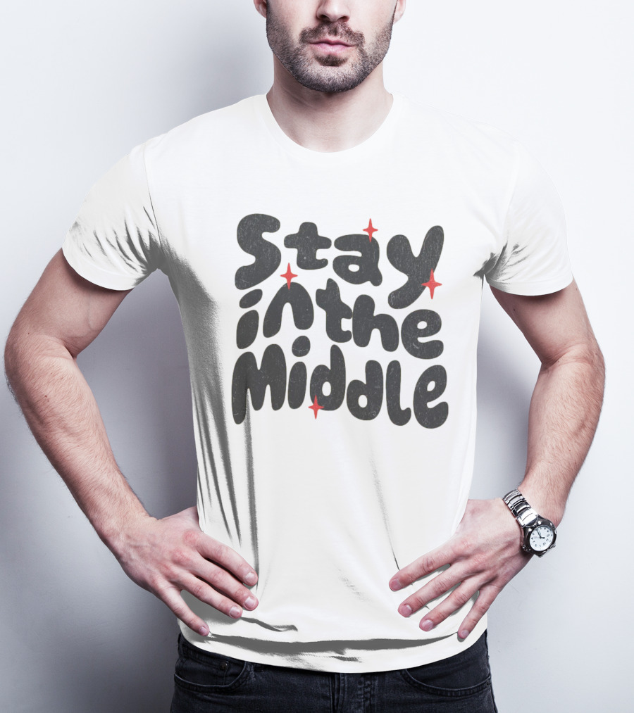 Stay In The Middle With Red Spark Accents T-Shirt