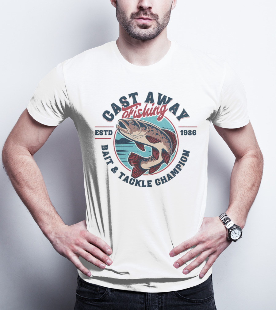 Cast Away Fishing ESTD 1986 Bait And Tackle Champion T-Shirt