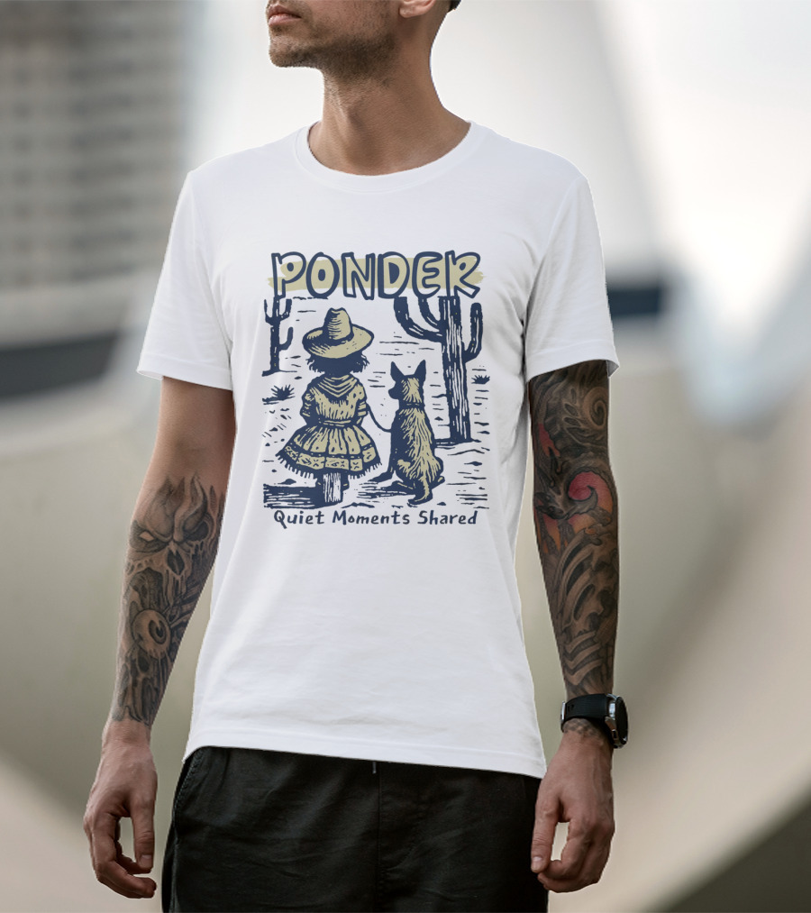 Ponder Quiet Moments Shared Cowboy Hat Desert Scene T-Shirt