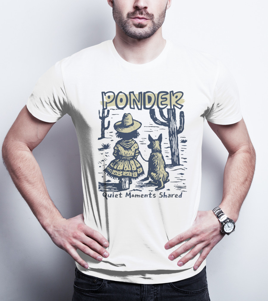 Ponder Quiet Moments Shared Cowboy Hat Desert Scene T-Shirt
