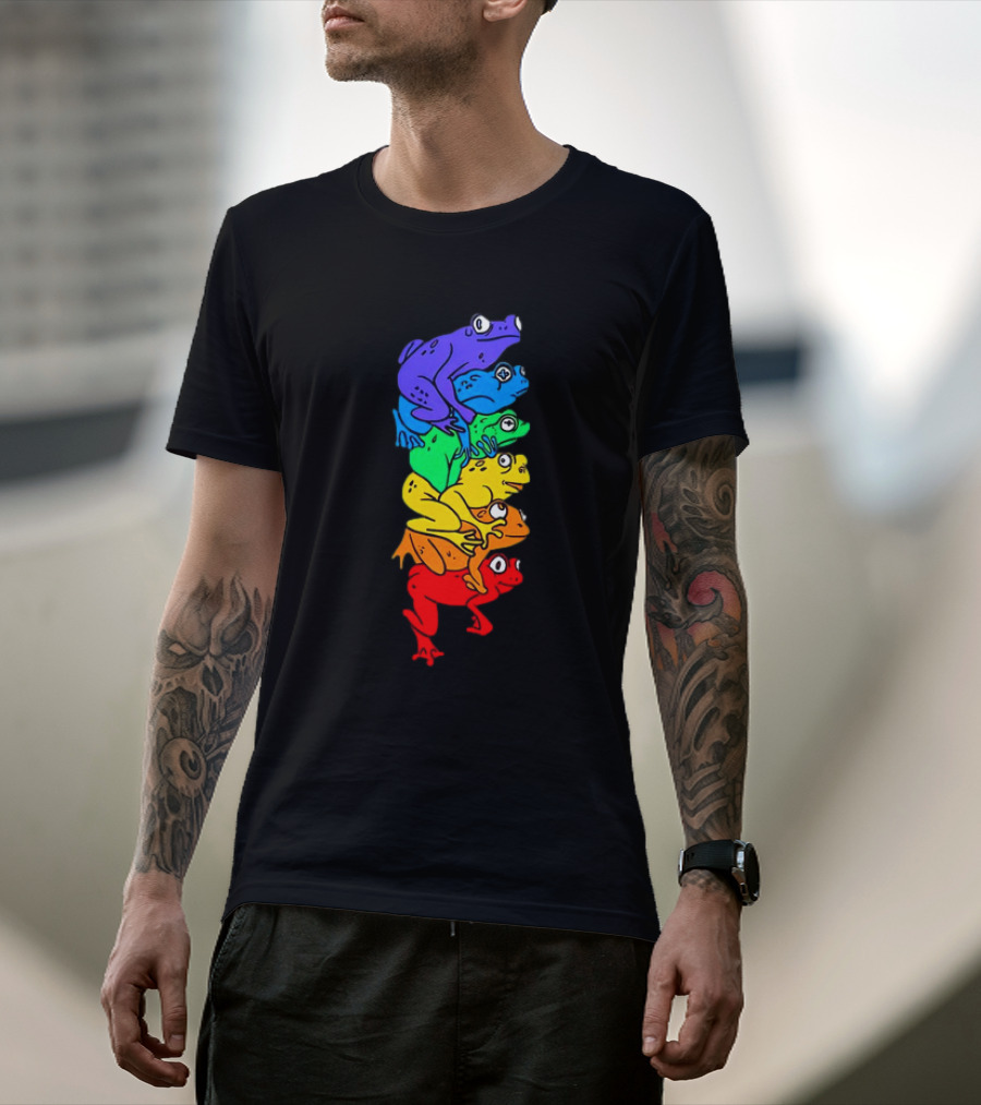 Rainbow Gay Frog Stack T-Shirt