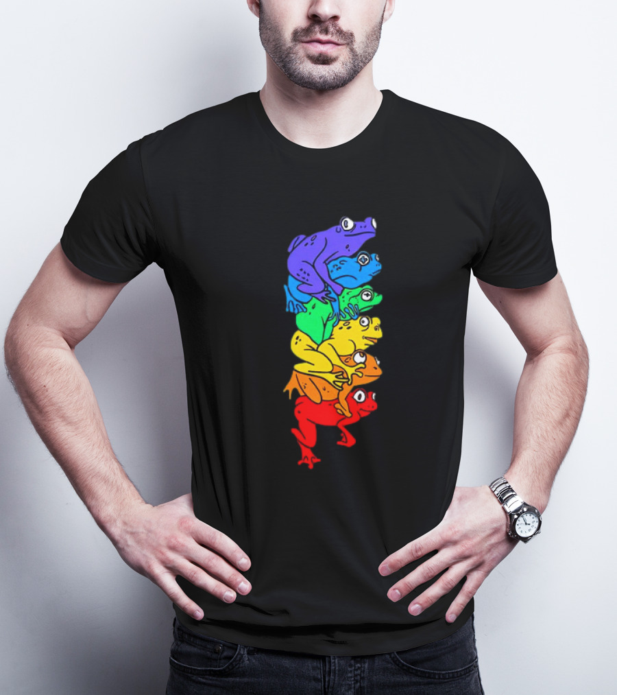 Rainbow Gay Frog Stack T-Shirt
