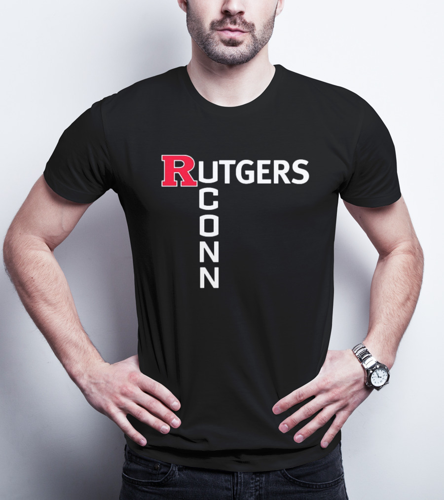 Rutgers Scarlet Knights UConn Huskies Vertical Textblock T-Shirt