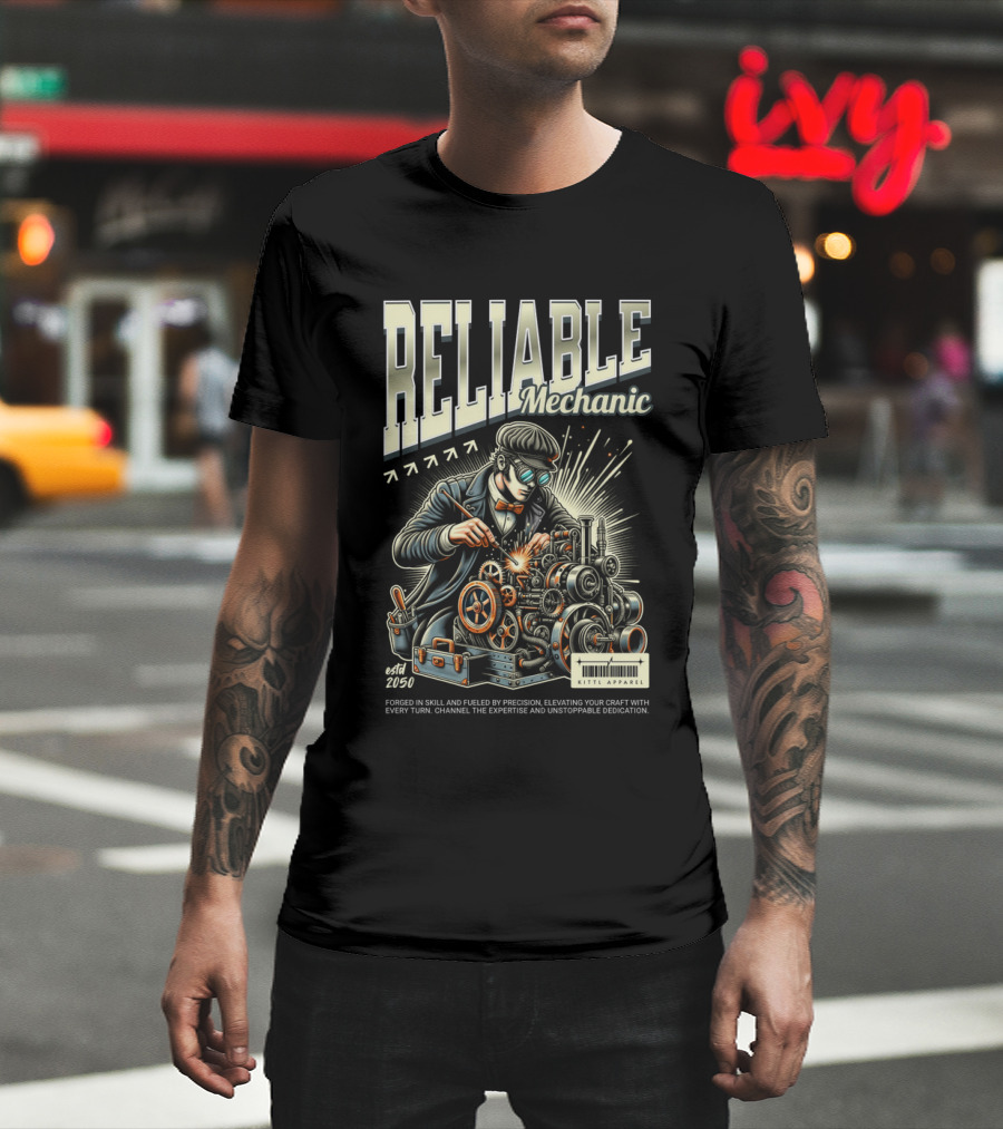 RELIABLE Mechanic Estd 2050 Skilled Precision Expertise KEITHS APPARELS T-Shirt