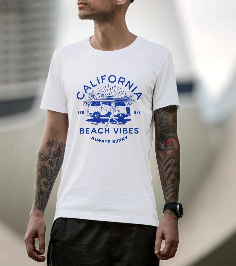 California Beach Vibes Always Sunny Retro Camper Van T-Shirt