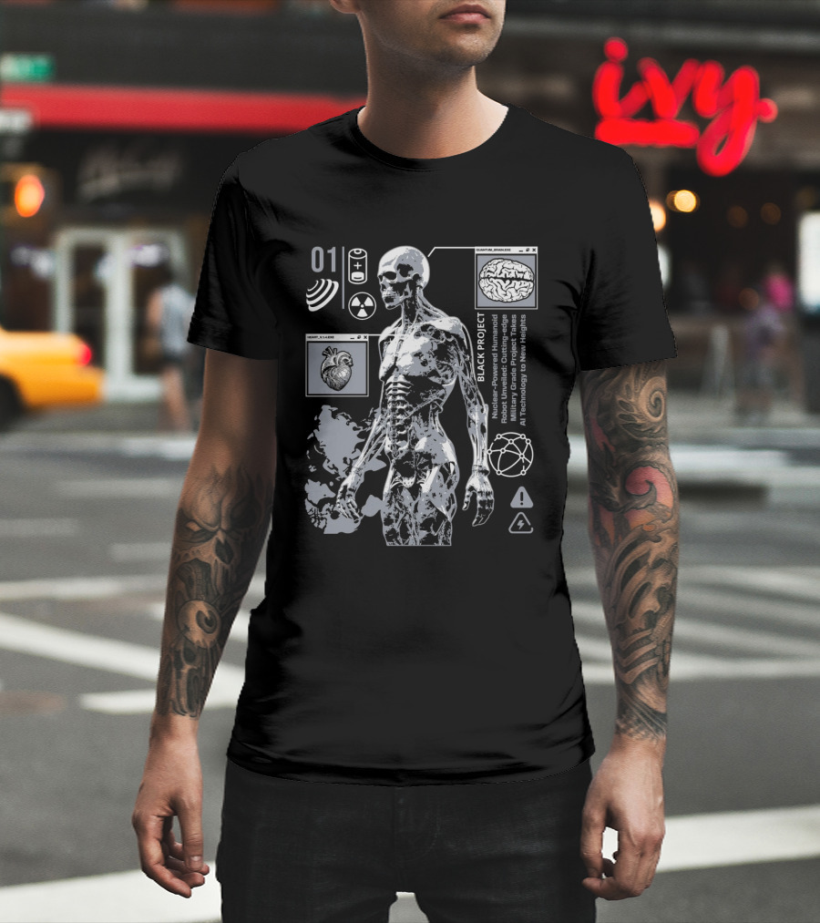 Black Project Nuclear Robust Humanoid Quantum Analysis T-Shirt