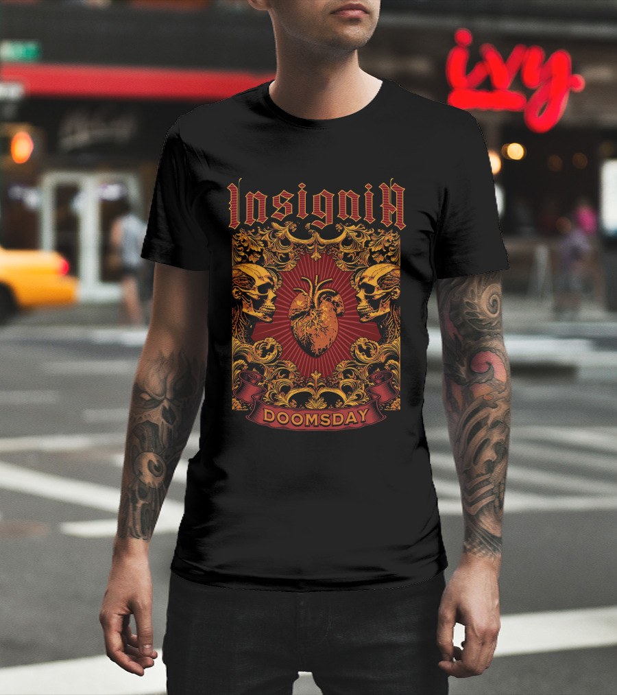 Insignia Doomsday Ornamental Skull Heart T-Shirt