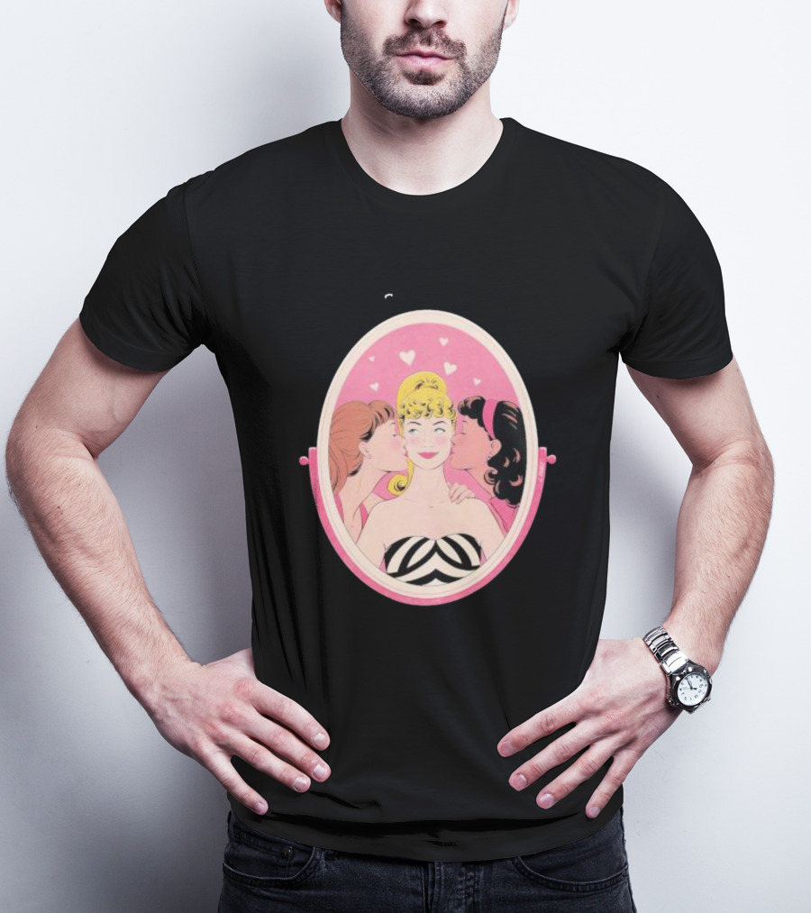 This Barbie Likes Girls Retro Pink Mirror Heart Motif T-Shirt
