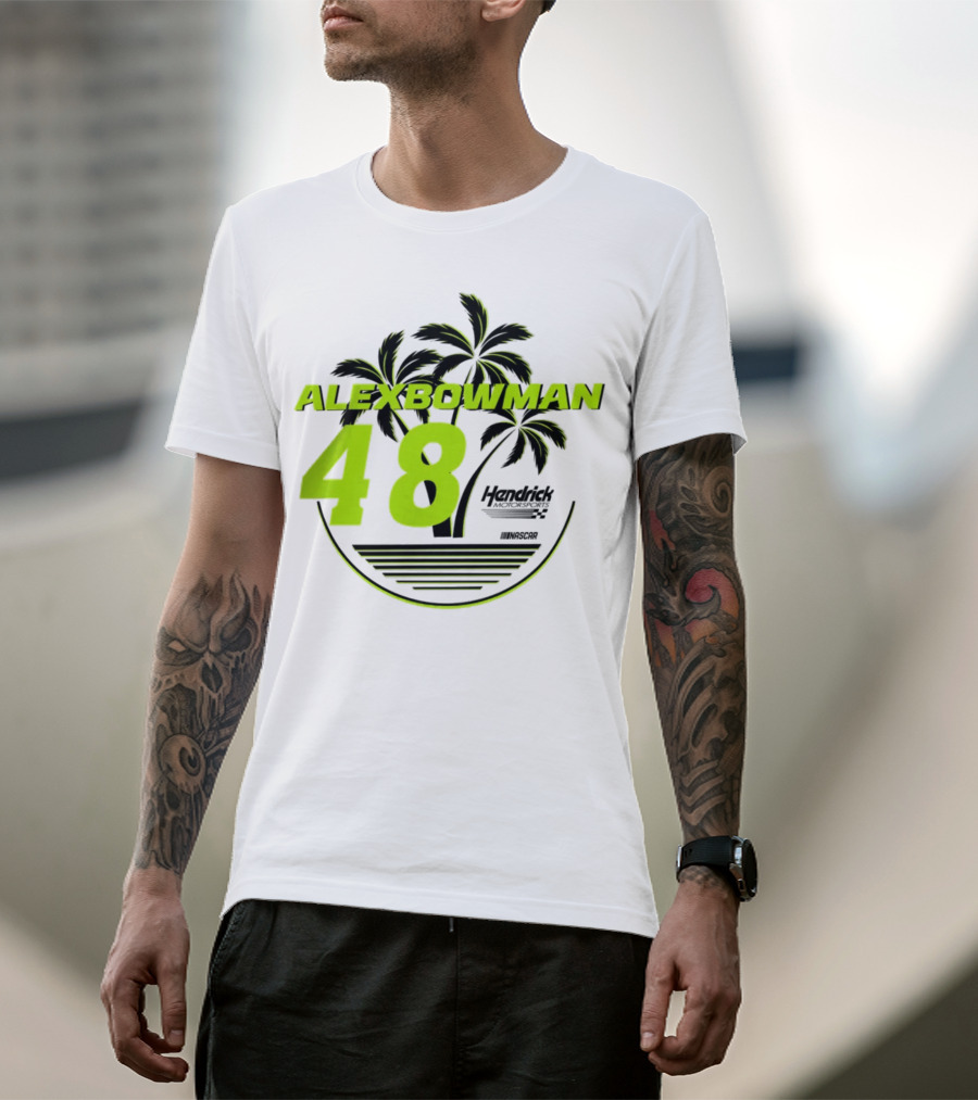 Alex Bowman 48 Hendrick Motorsports NASCAR Palm Trees Beach T-Shirt