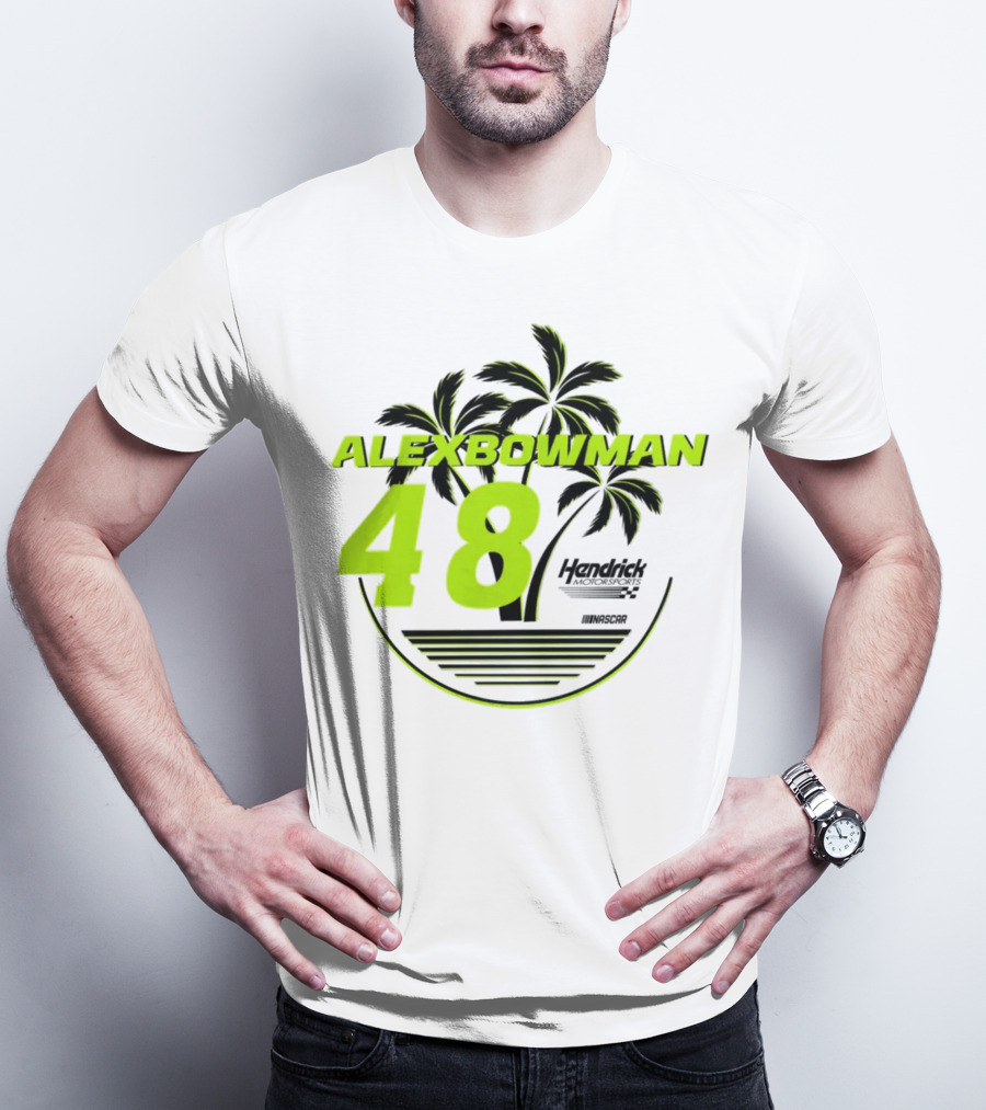 Alex Bowman 48 Hendrick Motorsports NASCAR Palm Trees Beach T-Shirt