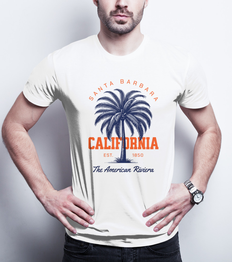 Santa Barbara California EST 1850 The American Riviera Palm Tree T-Shirt