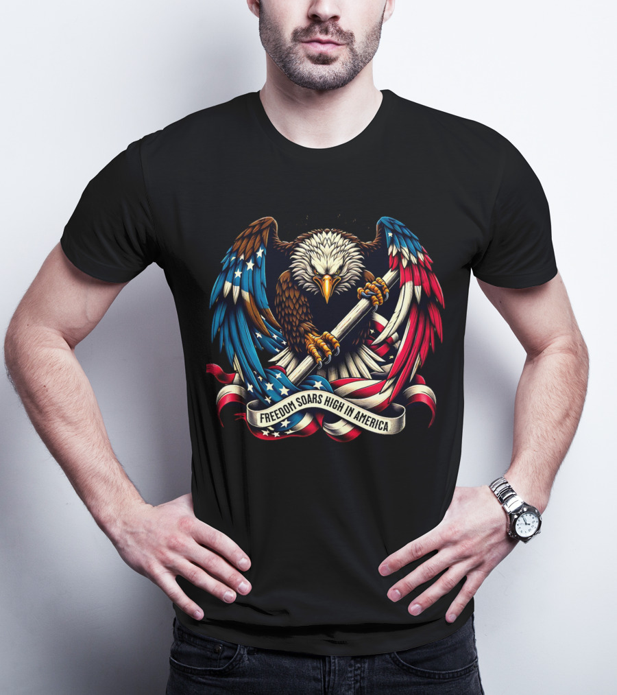 Strength In Unity Freedom Soars High In America Bald Eagle Flag T-Shirt