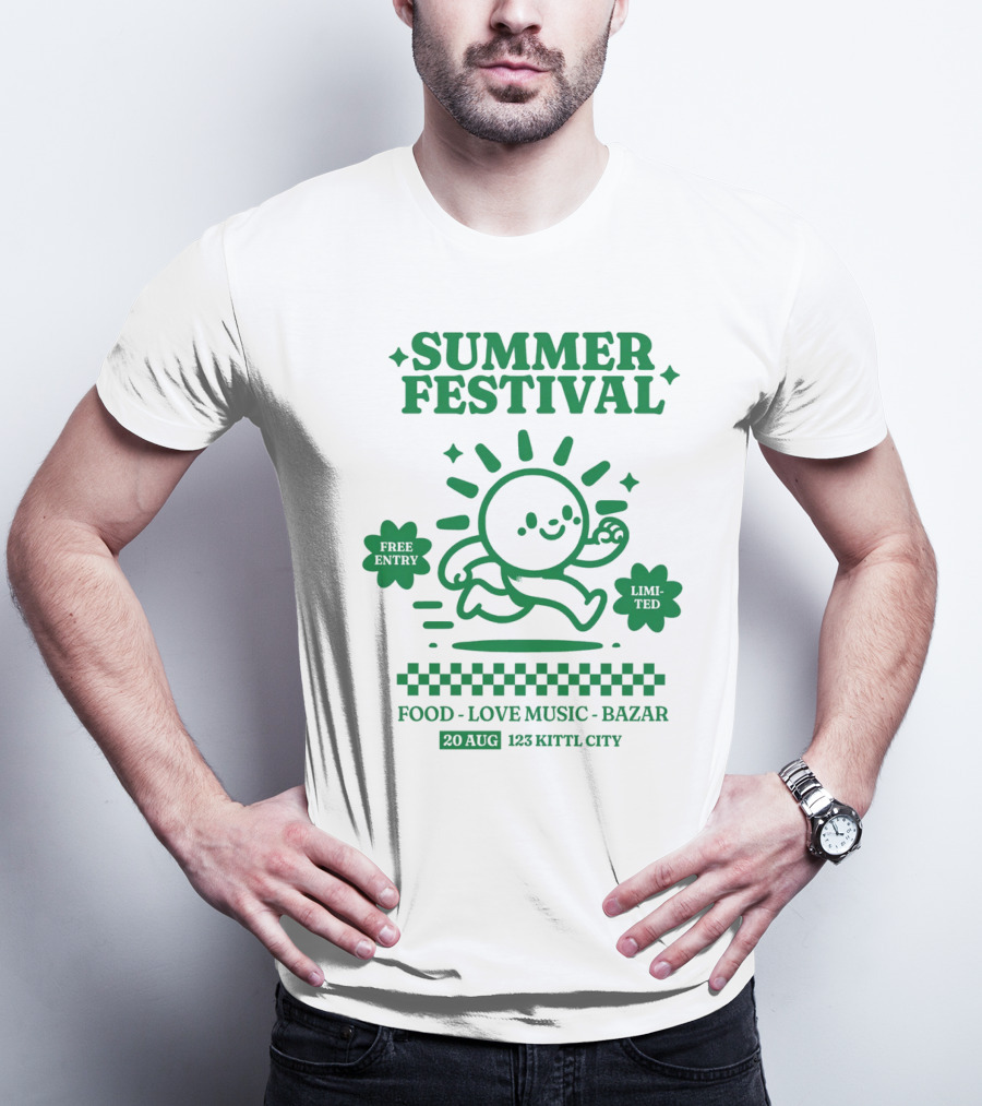 SUMMER FESTIVAL FREE ENTRY LIMITED FOOD LOVE MUSIC BAZAR 20 AUG 123 KITTL CITY T-Shirt