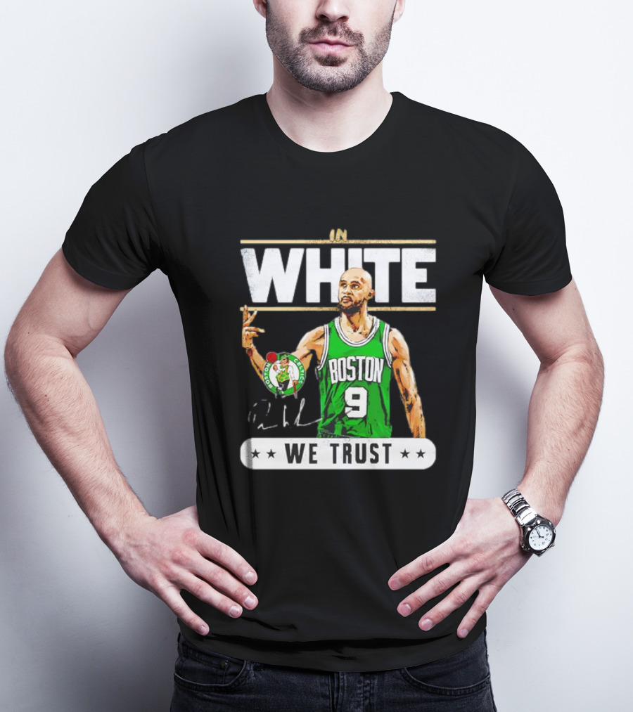 In White Boston Number 9 We Trust T-Shirt