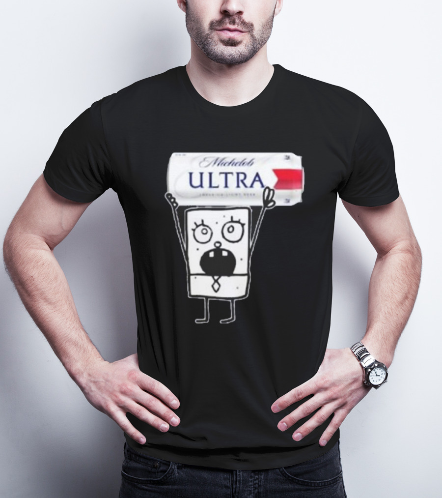Doodlebob Michelob Ultra Holding Beer Can T-Shirt