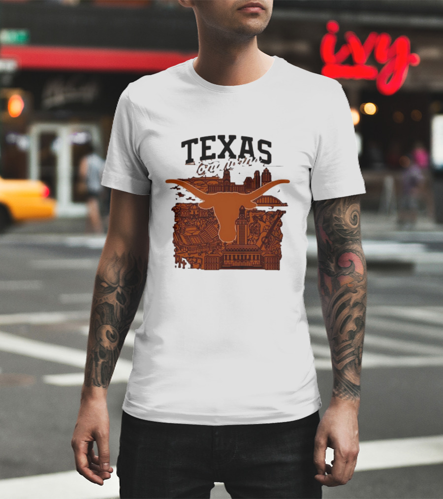 Texas Longhorns Burnt Orange City Skyline T-Shirt
