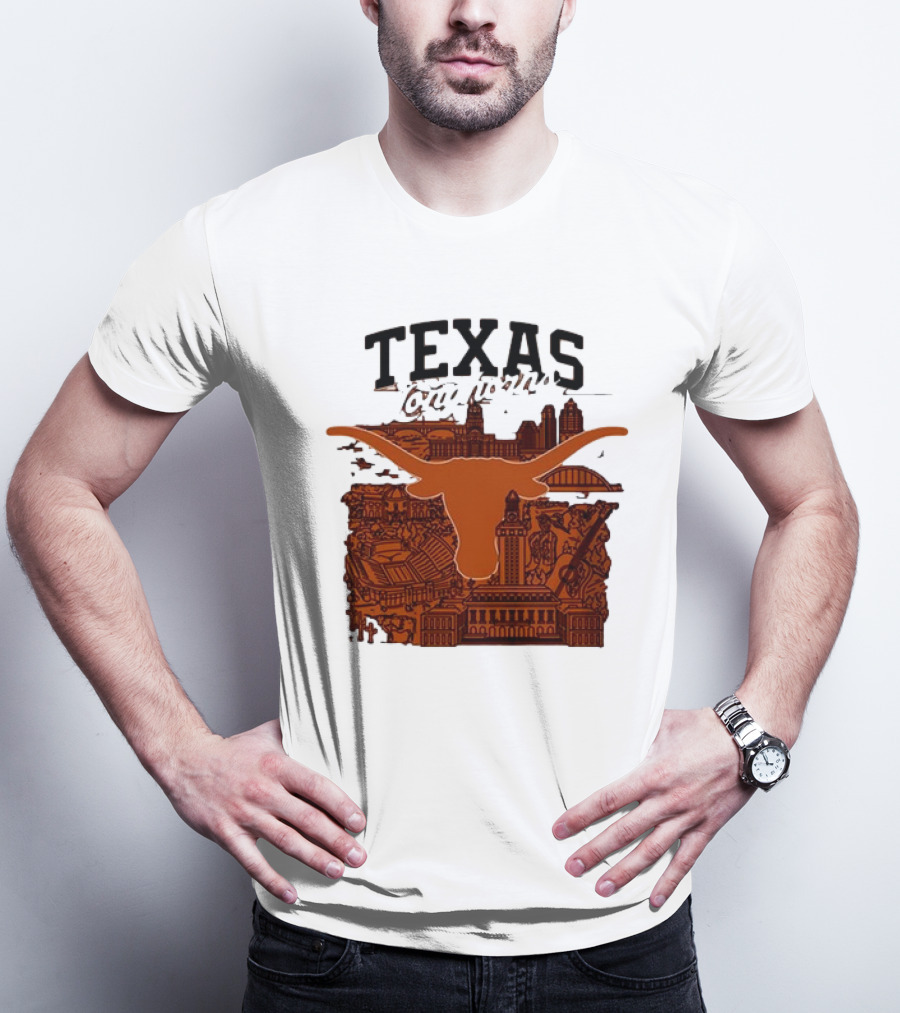 Texas Longhorns Burnt Orange City Skyline T-Shirt